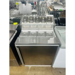 Ice Cream Topping Unit with a Refrigerated Base and Five Pumping Jars